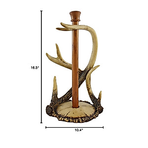 Pine Ridge 14.5" Updated countertop Antler Paper Towel Holder - Antler Collection, Rustic Design Magnetic Base Towel Holder for Home, Hunting Cabin and Lodge