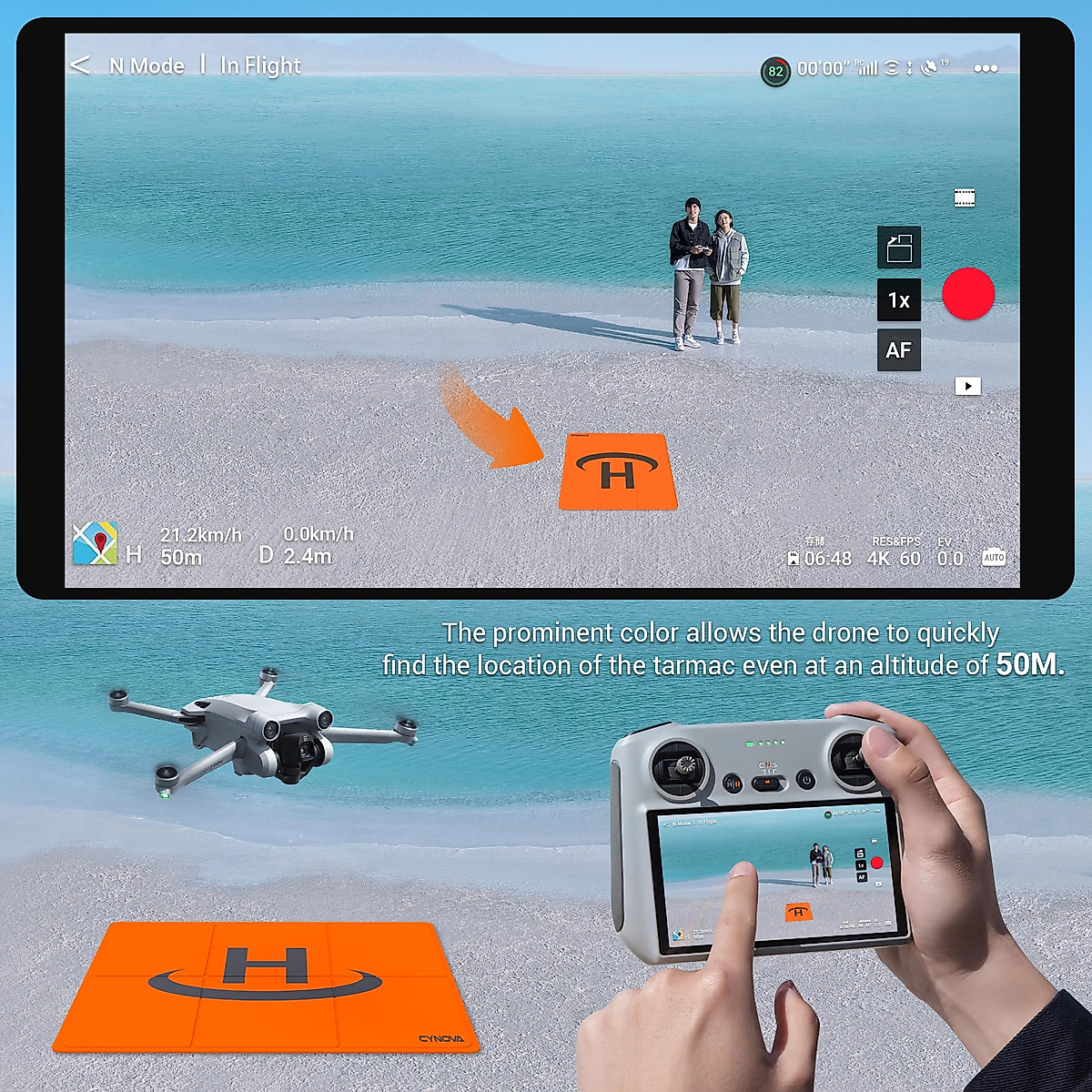 CYNOVA Drone Landing Pad Weighted for DJI AIR 3,Universal Waterproof Portable Landing Mat for DJI Mini 3 Pro/DJI Air 2s / DJI Drone Mini 2 / DJI Mini 4K / FPV Avata/Drone Accessories(65cm/25inch)