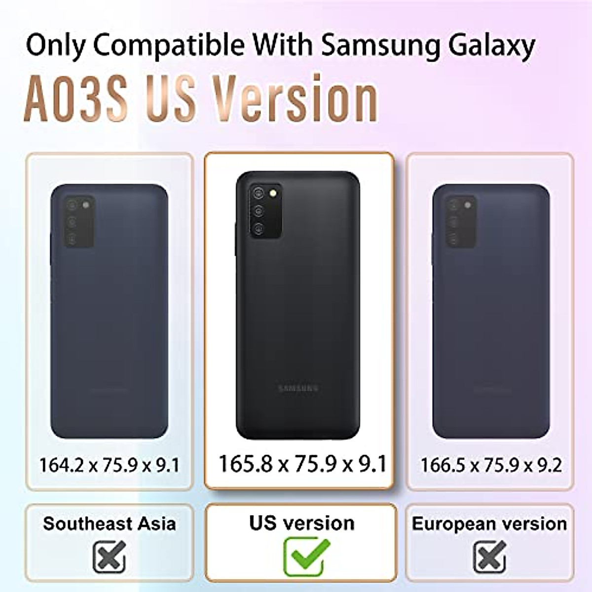 Likiyami for Samsung Galaxy A03S Phone Case Heart for Women Girls Girly Cute Pretty Luxury Aesthetic with Stand Cases White and Gold Plating Love Hearts Cover Screen Chain for Galaxy A03S 6.5"