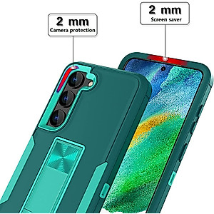 wulibox Professional Design for Samsung Galaxy S22 Plus Case with Stand, Shockproof Drop Protection, Fit for Magnetic Car Mount, Upgrade Hard PC&Premium Soft TPU Kickstand for Women (Lake Blue)