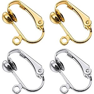 Bememo 36 Pack Clip-on Earring Converter with Easy Open Loop for DIY Earring and Turn any Studs or Pierced into Clip on (Gold and Silver)