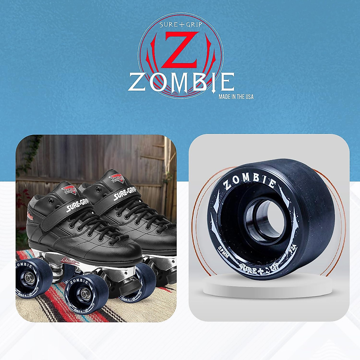 Sure-Grip Zombie Wheels Roller Derby Speed Skating (Max Black 92A)