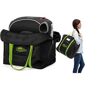 Kiddi Go Backless Booster Seat Travel Bag - Red | Water-Resistant 600D Nylon | Fits Most Backless Booster Seats | Easy to Carry with Luggage Handle | includes ID Card Slot.