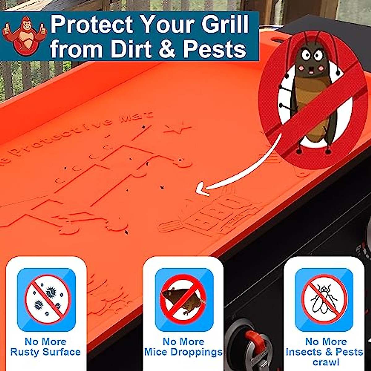 Silicone Griddle Mat for Blackstone, Griddle Protective Mat Cover for Blackstone, Heavy Duty/Durable/100% Silicone Grill Mat Protect Your Griddle from Dirt & Rust (All Cover Protective/Upgraded)