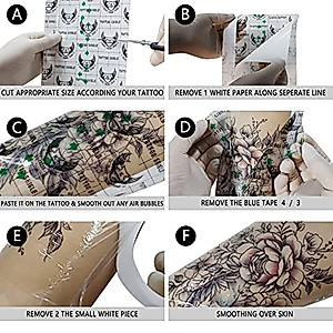 KeyEntre Tattoo Aftercare Bandage 6" x 1 Yard - Second Skin Bandage for Faster Tattoo Healing Recovery and Skin Care Protection - Tattoo Skin Waterproof Bandage - Transparent Film Waterproof(Black)