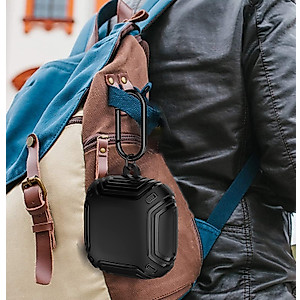 OTOPO Compatible with Beats Fit Pro Case Cover, Full Body Rugged Shockproof Cool Beats Fit Pro Protective Case Cover Men Women with Keychain for New Apple Beats Fit Pro 2021 (Black)