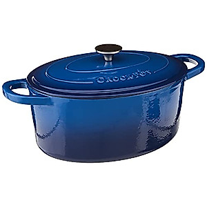 Crock Pot Artisan Enameled Cast Iron 7-Quart Oval Dutch Oven, Sapphire Blue -