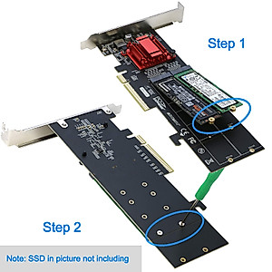 Dual NVMe PCIe Adapter, RIITOP M.2 NVMe SSD to PCI-e 3.1 x8/x16 Card Support M.2 (M Key) NVMe SSD 22110/2280/2260/2242/2230