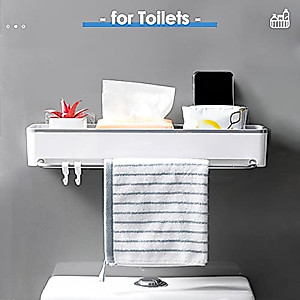 Aomola Shower Caddy 2 Pack, Adhesive Shower Rack with 4 Hook, No Drilling Stainless Steel Shower Shlef, Bathroom Organizer for Kitchen, Washroom