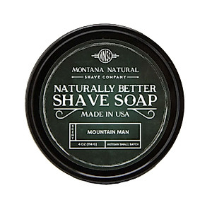 MNSC Mountain Man Artisan Small Batch Shave Soap for a Naturally Better Shave - Smooth Shave, Hypoallergenic, Prevent Nicks, Cuts, and Razor Burn, Handcrafted in USA, All-Natural, Plant-Derived