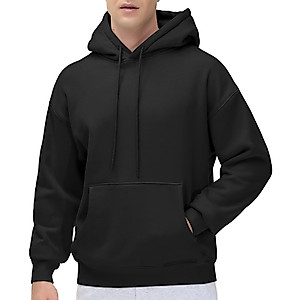 THE GYM PEOPLE Men's Fleece Pullover Hoodie Loose Fit Ultra Soft Hooded Sweatshirt With Pockets Black