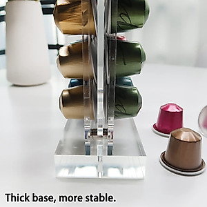 DuvinDD Coffee Pod Holder for Nespresso Original Line Capsule Holder Acrylic Magnetic Coffee Pods Organizer, Freestanding or Mounted on the Fridge, Hold 40 Capsule Pods Capacity Storage Rack