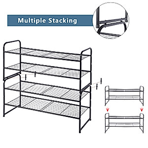 GEORIS Stackable 2-Tier Shoe Rack, Space-Saving Shoe Shelf Organizer for Closet, Entryway, Hallway, Bronze