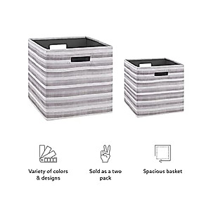 Linon Home Decor Linon Dawes Grey Stripe 2pk Storage Bin