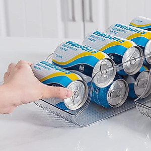 LUXHOUSE 2 Pack Refrigerator Organizer Bin Pop Soda Can Beverage Holder for Fridge, Freezer, Kitchen Countertops, Cabinets - Clear Plastic Can Dispenser, Fruit,Veggie,Canned Food Pantry Storage Rack