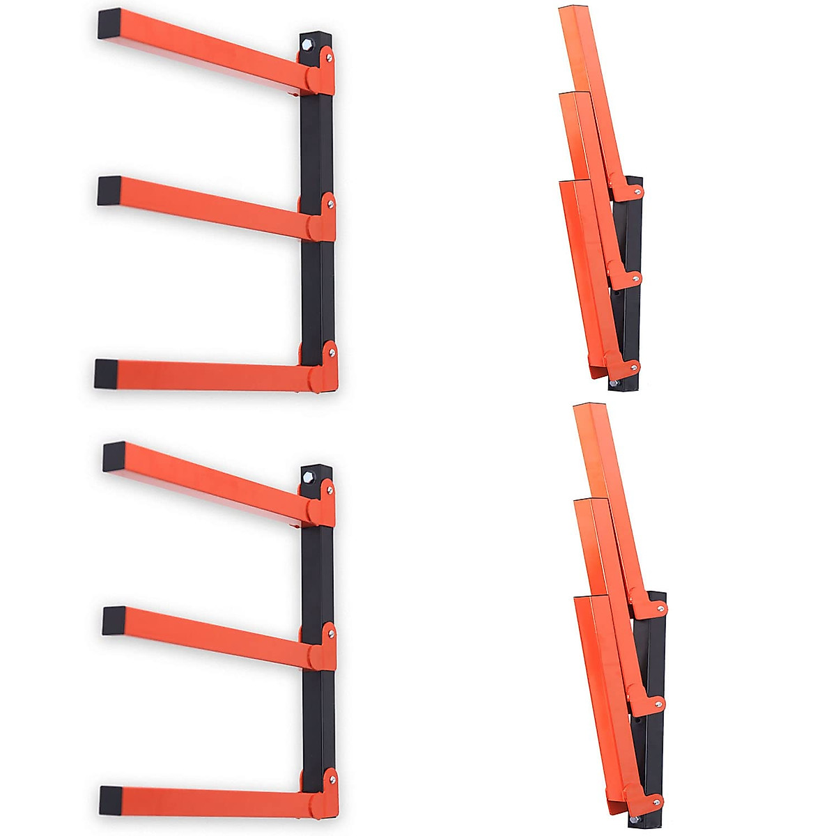 Wallmaster Lumber Storage Metal Rack, Lumber Organizer Wall Mount Wood Rack Organizer 3-Level Wood Storage System, 2 Pack