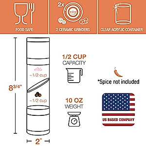 Eparé Salt and Pepper Grinder Combo - Refillable Peppermill Grinders - Modern Pink Himalayan Salt Grinder - Stainless Steel Manual Salt & Pepper Mill Shakers