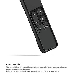 elago R1 Protective Silicone Case Cover Compatible with Apple TV 4K Siri 4th and 5th Generation Siri Remote Control - [Magnet Technology] [Lanyard Included] [Shock Absorption] - Black