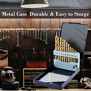 SATTDMAIC 13Pcs Drill Bit Set, HSS Metal Drill Bits with Titanium Finish, 1/16”-1/4” for Wood, Plastic, Aluminum Alloy, Metal, with Metal Drill Index (Drill bit Set)