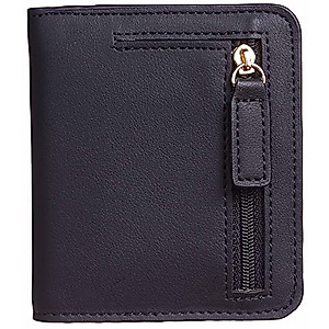 Gostwo Womens Rfid Blocking Small Compact Bifold Leather Pocket Wallet Ladies Mini Purse with ID Window(Black)
