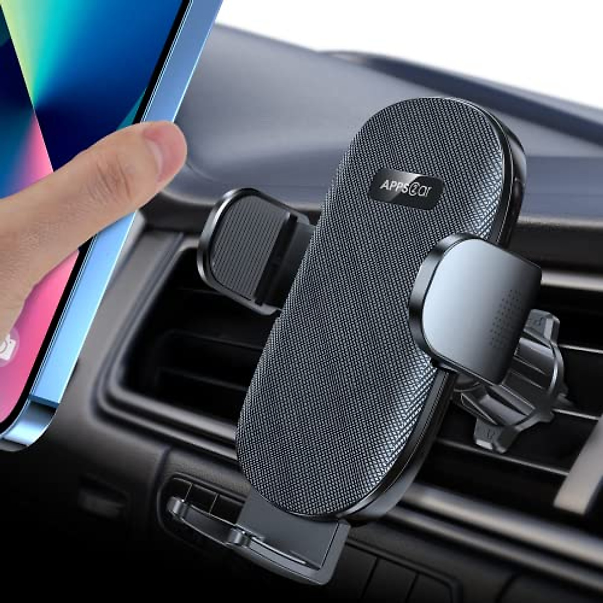 APPS2Car Car Phone Holder Mount, Vent Phone Mount for Car, Air Vent Cell Phone Holder for Car with Adjustable Phone Vent Clip Compatible with iPhone, Samsung, Big Cellphone & Thick Case Friendly