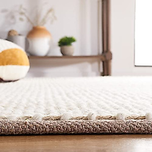 Safavieh Natura Collection 4' x 6' Natural/Light Grey NAT221A Handmade Farmhouse Coastal Boho Jute & Wool Area Rug