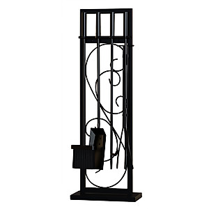 Fire Beauty 5 Piece Black Steel Fireplace Tool Set Fireplace Tool Furnace Accessory Kit with Brush, Poker, Spatula and Pliers