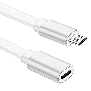 Sumind 4 Pack 10 ft/ 3 Meter Micro USB Extension Cable Male to Female Extender Cord Compatible with Wireless Security Camera Flat Power Cable, Cable Clips Included (White)