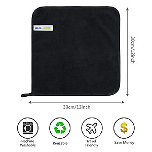 SINLAND Microfiber Face Cloths Reusable Makeup Remover Washcloths Super Soft and Absorbent Fingertip Face Towels for Sensitive Skin Women 12 x 12 Inch 6 Pack Black
