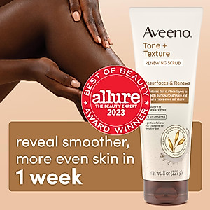 Aveeno Fragrance-Free Body Scrub for Smoother, More Even Skin Tone - Prebiotic Oat Formula for Sensitive Skin, Exfoliating and Renewing, 8 oz