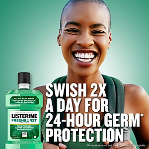 Listerine Freshburst Antiseptic Mouthwash for Bad Breath, Kills 99% of Germs that Cause Bad Breath & Fight Plaque & Gingivitis, ADA Accepted Mouthwash, Spearmint, 1 L