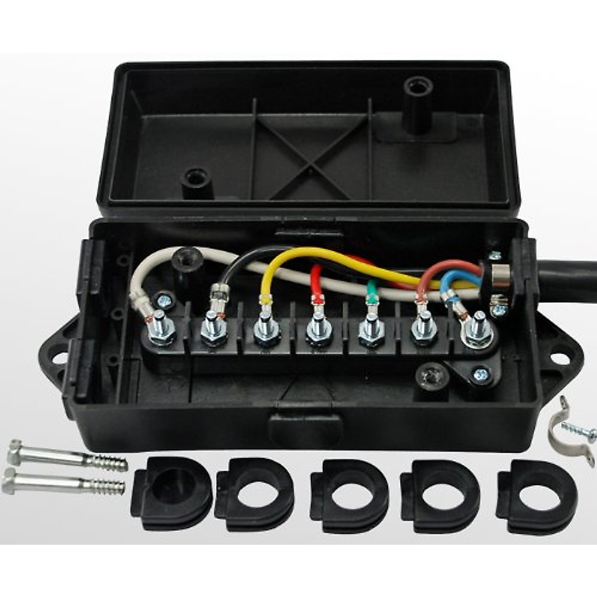 Conntek 7 Way Plug Inline Trailer Cord with 7 Gang Junction Box, 6-Feet