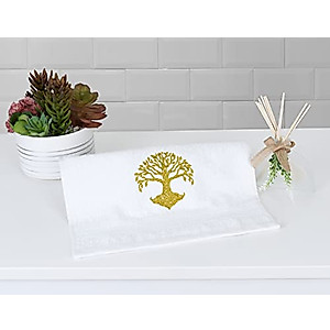 VoYa - Luxury Embroidered Turkish Cotton - 13” × 13” SWashcloth for Bathroom, Kitchen, Hotel, Spa, Gym -White