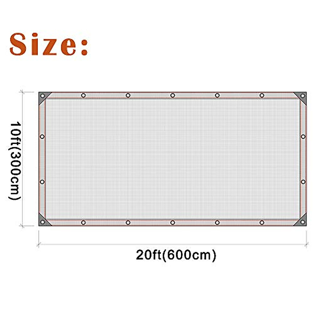 JIWINNER 65%-75% 10'x20' Black Shade Cloth with Grommets Garden Shade Cover from Sun for Plant, Greenhouse, Pergola (10'x20')