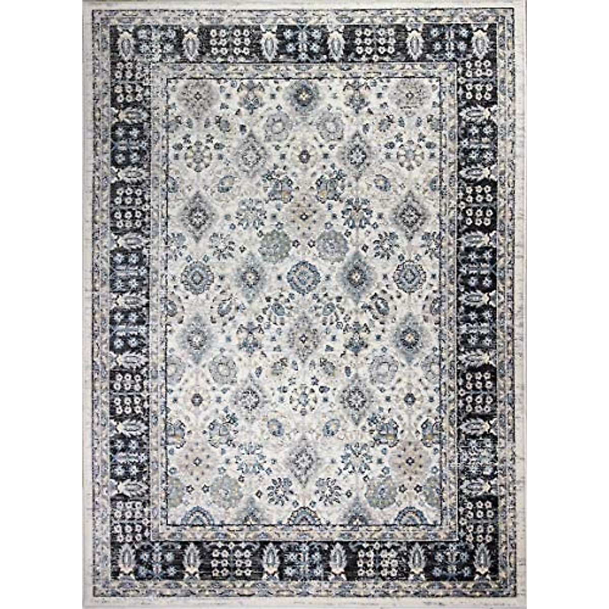 Bashian Collection Area Rug - Luxury Power Loom Polyester - Home Decor for Runner Rug, Entryway Rug, Living Room Rugs, 2.6’ x 8’, Ivory/Charcoal