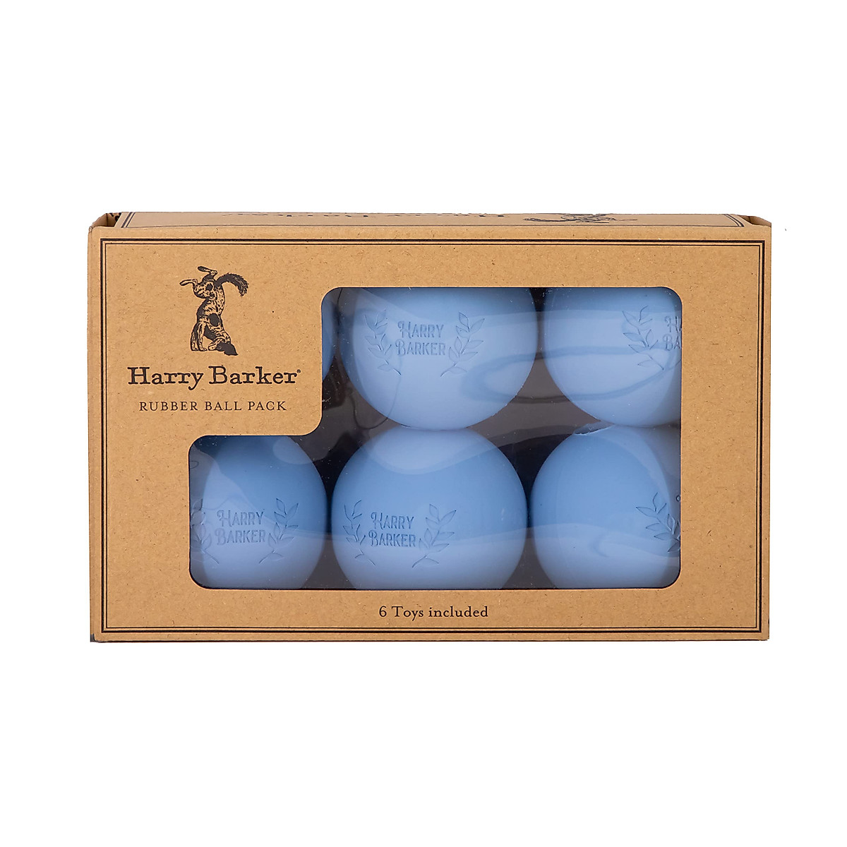 Harry Barker Rubber Balls and Rubber Chew Stick, Rubber Bone for Dogs - 2.5" Rubber Balls - 6 Pack