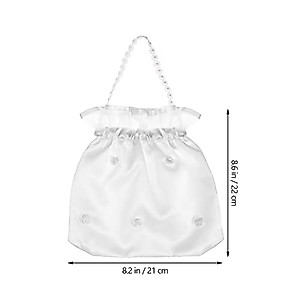 balacoo Wedding Bag Bride Bag White Bridal Bridesmaid Flower Decorated Bag， Bridal Purse Wedding Favor