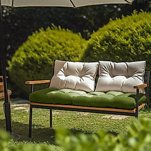 HPNSOTDR Outdoor Bench Cushion 48 inch, Patio Outdoor Bench Cushion Outdoor, Patio Furniture Chair Cushion Bench Pad, Porch Swing Cushion with Ties, 48 * 18 * 3inch, Green