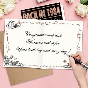 InstaDecor 40th Birthday Card Gifts Women, Happy and Funny 40 Year Old Birthday Greeting Card for Wife, Jumbo 8x10 Inch Print, Rose Gold