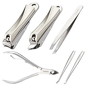 Large Nail Clippers for Thick Nails, Suitable for Men, Women, Seniors, Adults with ingrown or Thick Nails. Professional 6 in 1 Stainless Steel toenail and fingernail Clipper Set