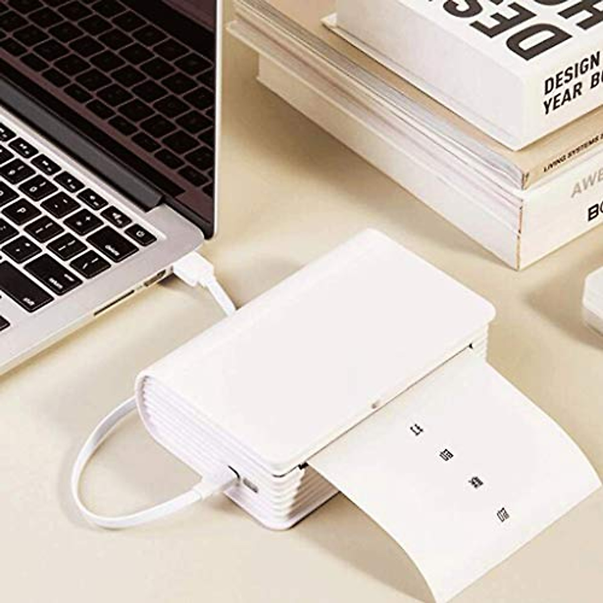 XWWDP Mini Photo Printer, Wireless Thermal Printer, Mobile Printer, Pocket Printer, Received Printer with USB Cable