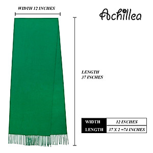 Achillea Solid Color Cashmere Feel Winter Scarf Unisex Soft & Warm Plain Scarf (Kelly Green)