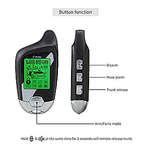 EASYGUARD EC203 2 Way car Alarm System with LCD Pager Display, ultrasonic Sensor & Shock Sensor DC12V