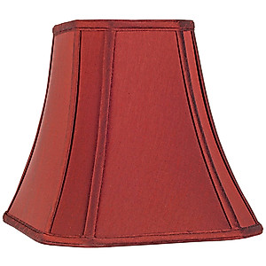 Set of 2 Cut-Corner Rectangular Lamp Shades Red Medium 8" Wide x 6" Deep at Top and 14" Wide x 11" Deep at Bottom and 11" High Spider with Replacement Harp and Finial Fitting - Springcrest