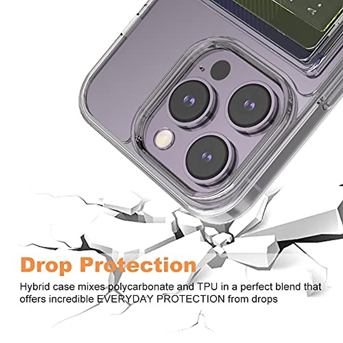 Wuwedo for iPhone 14 Pro Ultra Clear Card Case, [Up to 2 Cards] [2 in1 TPU + PC] Hybrid Slim Fit Anti-Yellowing Transparent Wallet Case with Card Holder for iPhone 14 Pro 6.1" 2022