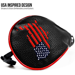 USA Golf Head Covers for Driver & Fairway Woods (Set of 3) - Premium Leather Headcovers, Designed to Fit All Woods and Drivers (Black)