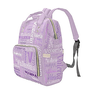 XOZOTY Name Light Purple Diaper Bags with Name Waterproof Mummy Backpack Nappy Nursing Baby Bags Gifts Tote Bag for Women