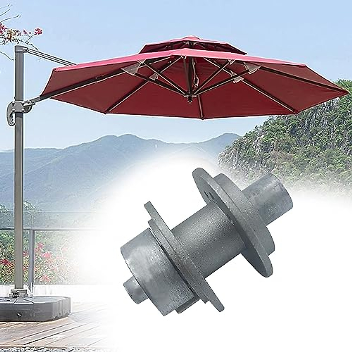 ＫＬＫＣＭＳ Patio Umbrella Accessories Umbrella Replacement Parts Stainless Parasol Adjustable Replace Parts Umbrella Attachment for Patio Table 1 Set Gray