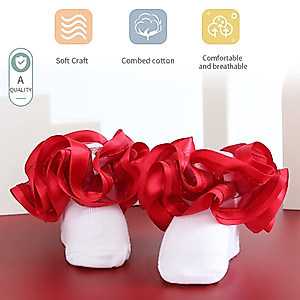 TONGXiNHUA and three Chinese characters 8 Pairs Ruffle Socks, Princess Lace Ruffles Socks Baby Frilly Socks Little Girl Big Ruffle Socks for Newborn/Infant/Toddler (XXS)