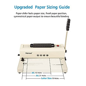 TIANSE Binding Machine, Spiral Coil Binder Machine, Electric Coil Inserter, 15 Sheets Punch Capacity, Suit for Letter Size / A4 / A5 Book Maker, with 100pcs 5/16'' Plastic Coil Binding Spines & Plier